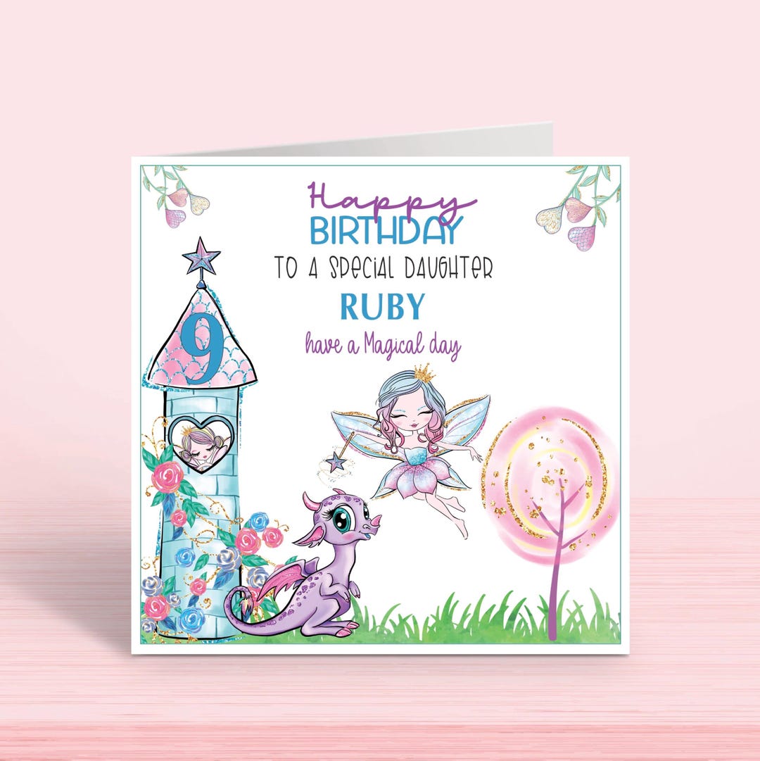 Personalised 9th Birthday Card for Girls, Daughter Niece Granddaughter ...