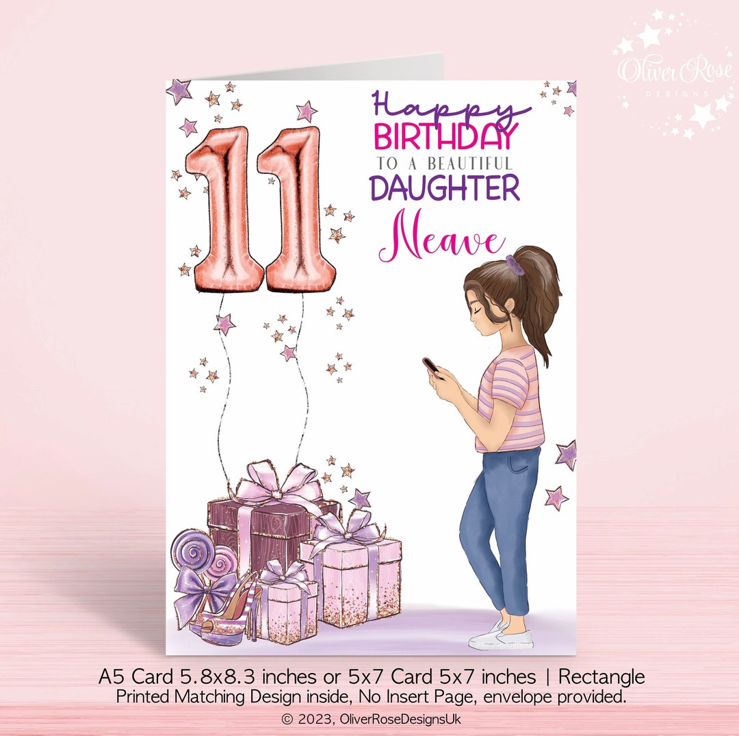 11th Birthday Card, Personalised Daughter, Granddaughter, Niece ...