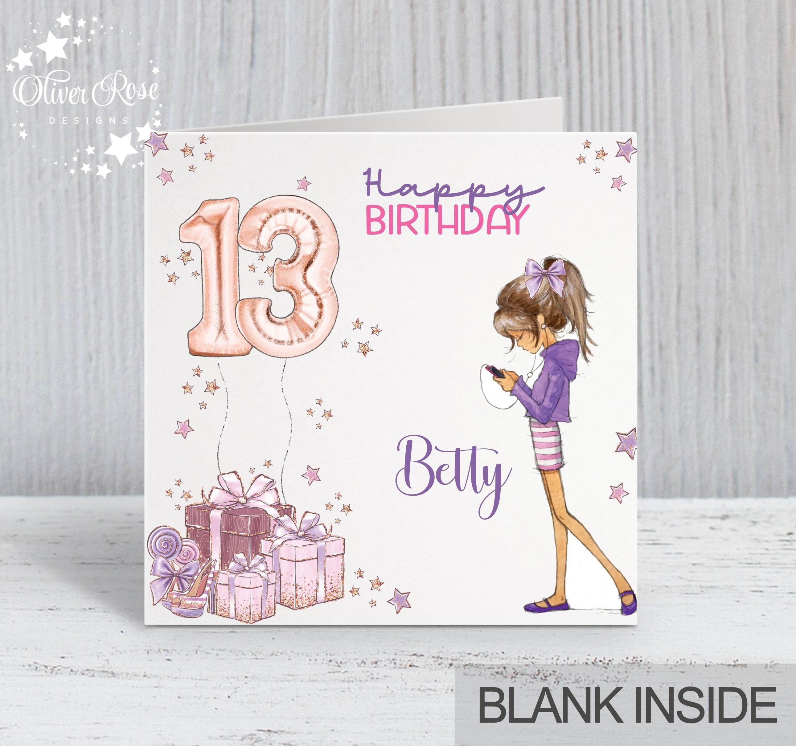 13th Birthday Card AGE 13 Teenager Girls Personalised - Etsy