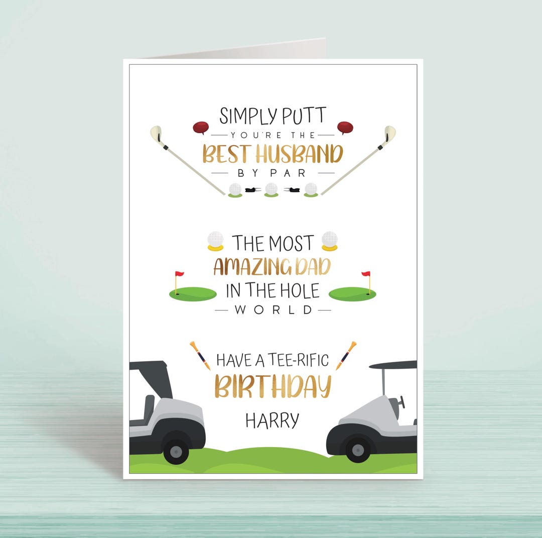Personalised Golf Birthday Card Him / Men, Brother, Uncle, Husband, Dad ...