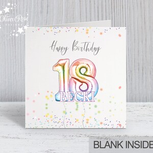 18th Birthday Card, AGE 18, Personalised, Cards for Her/women, Rainbow ...
