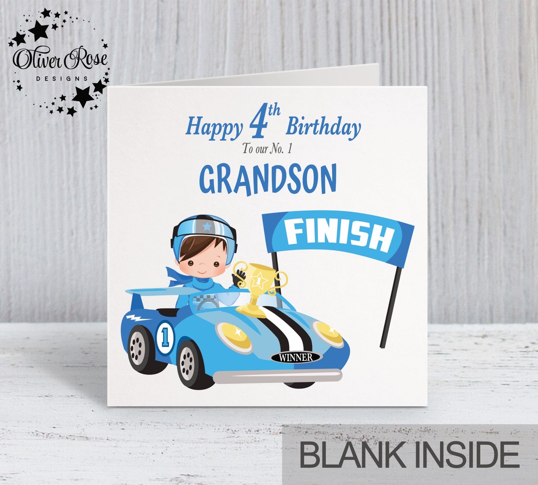 Personalised Racing Birthday Card for Boys, Nephew, Son, Grandson ...