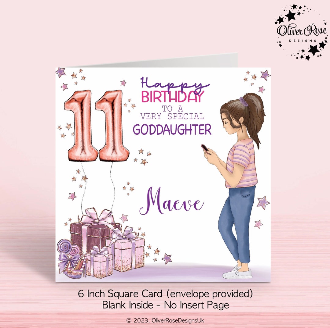 11th Birthday Card, AGE 11, Eleven, Eleventh, Personalised, for Her ...