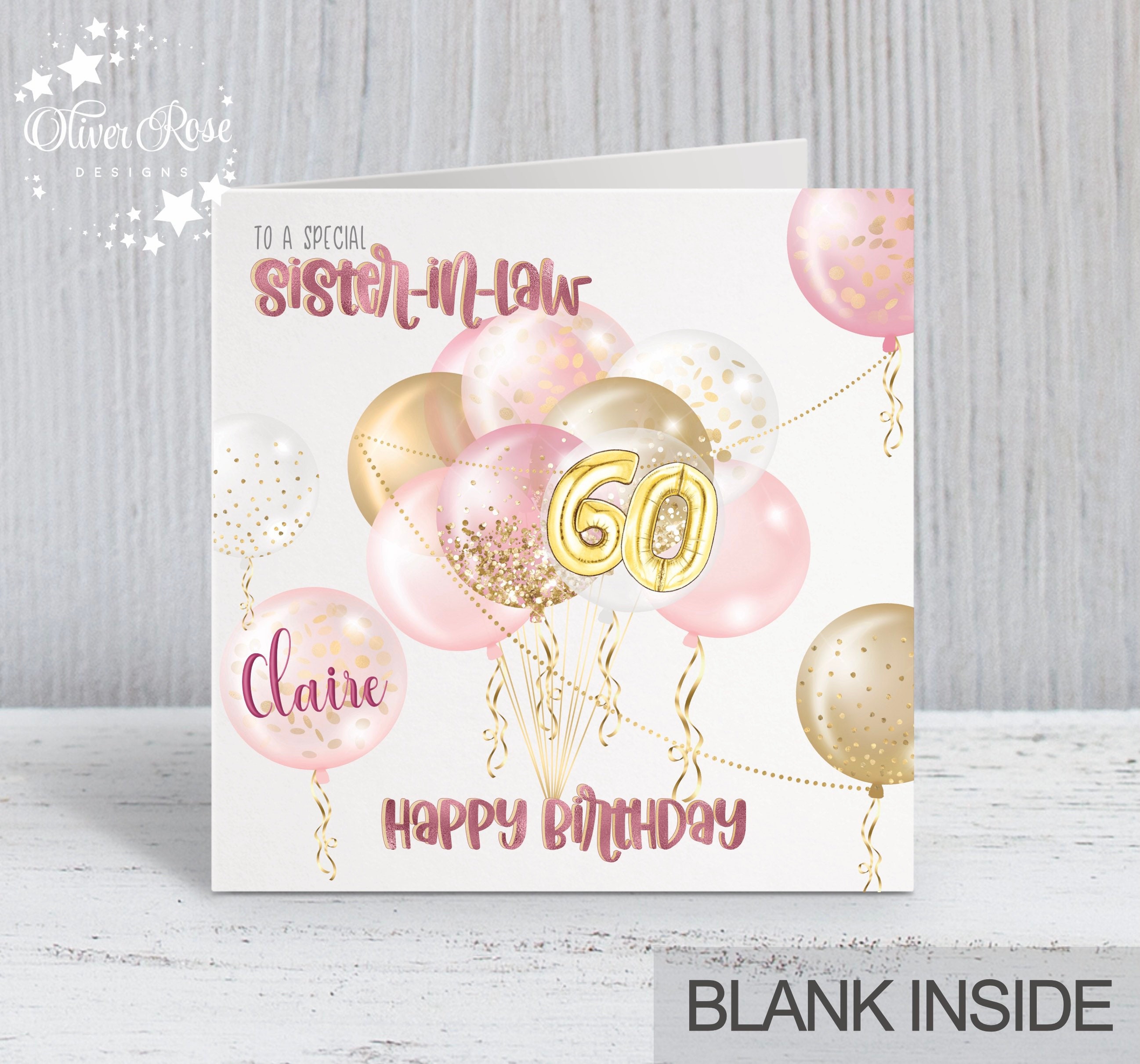 60th Birthday Card Age 60 Personalised Cards For Her Pink Etsy Uk