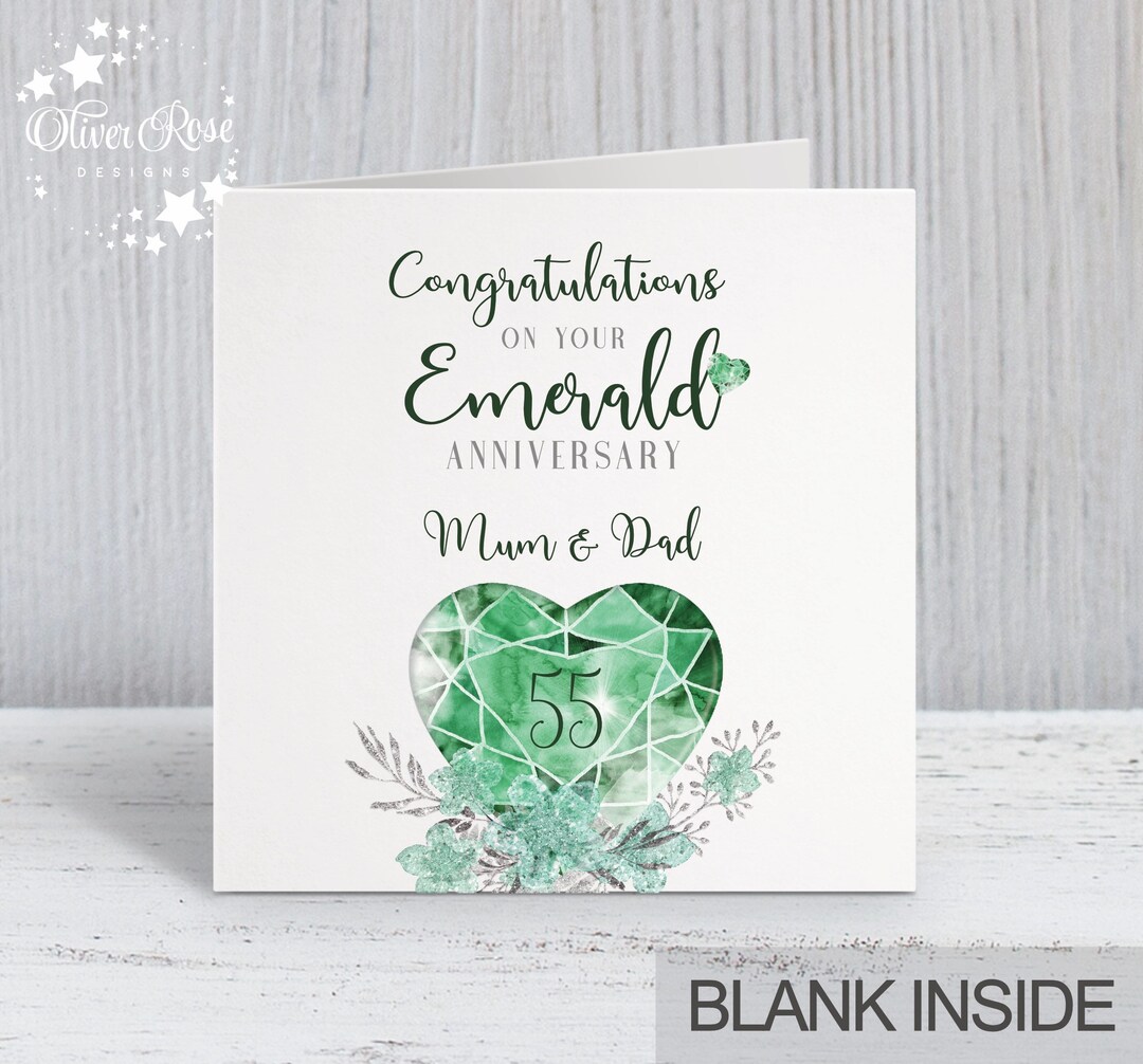 55th Emerald Anniversary Card, Personalised 55 Years, Approx 5.7 ...