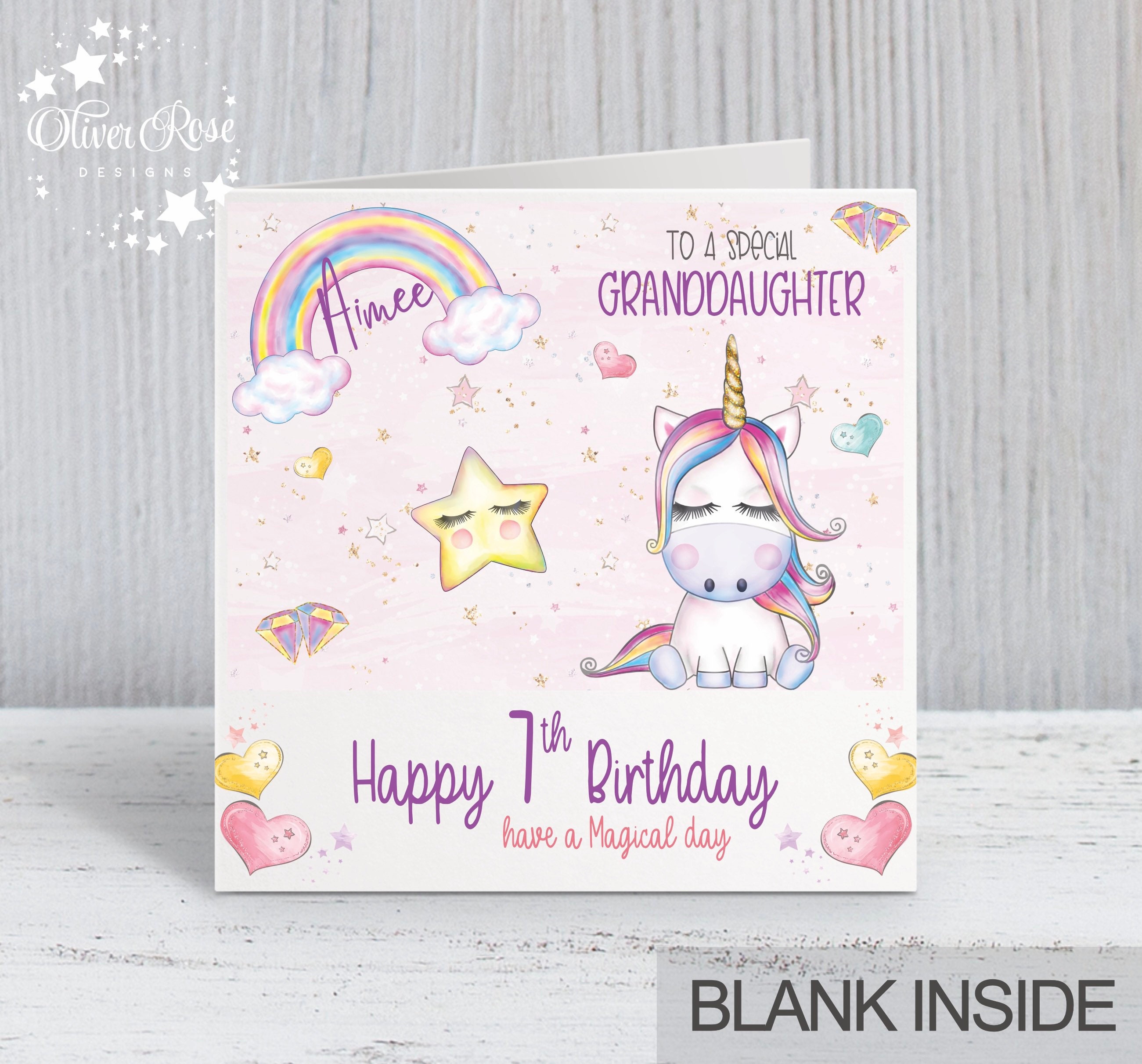 7th Birthday Card AGE 7 Unicorn Rainbow Personalised for - Etsy UK