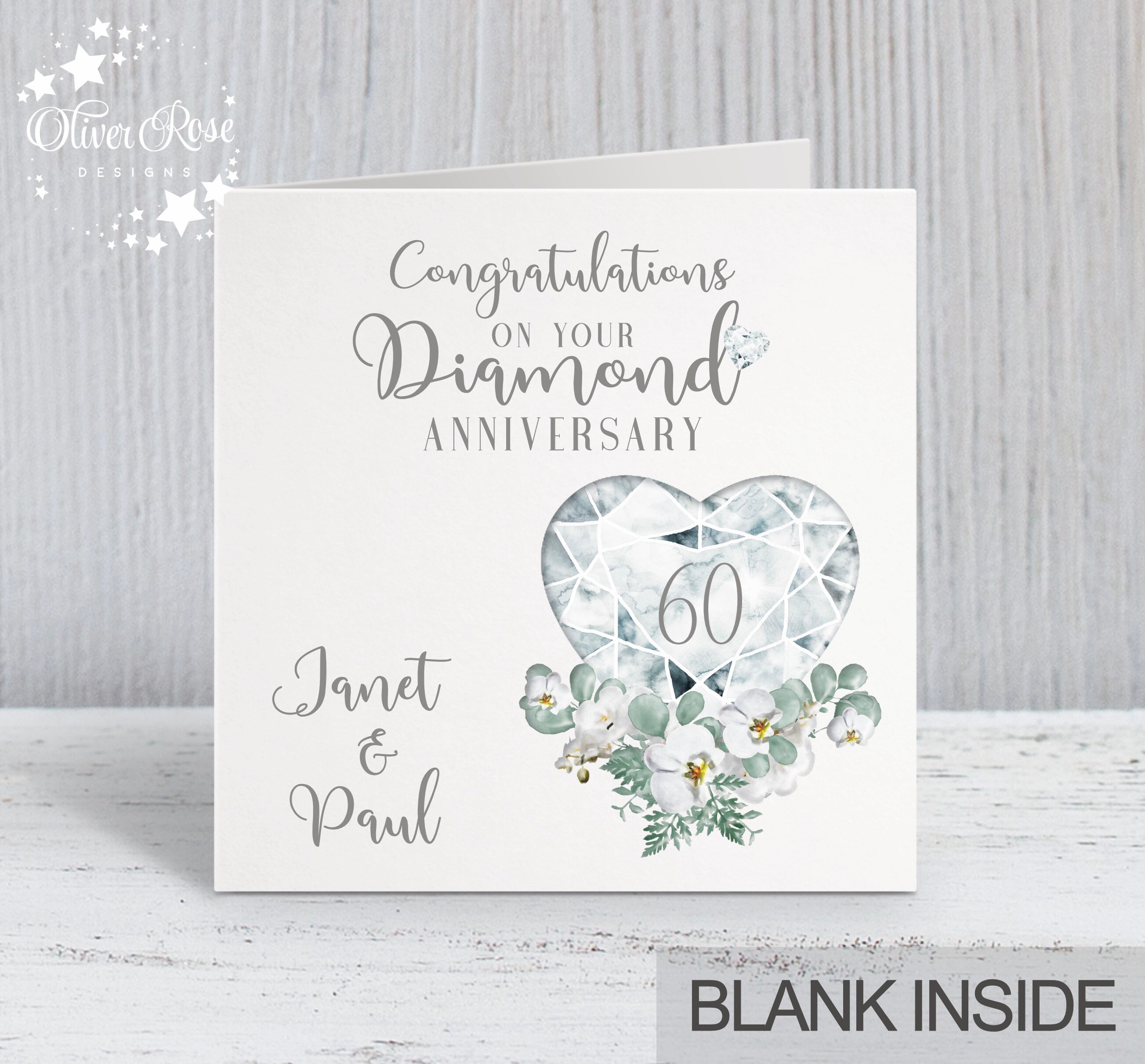 60th Diamond Anniversary Card Personalised 60 Years Approx - Etsy UK