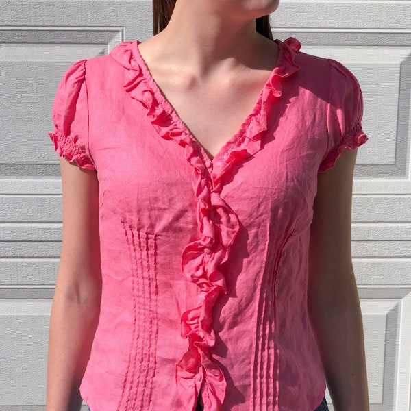 Pink Ruffle Blouse - Etsy