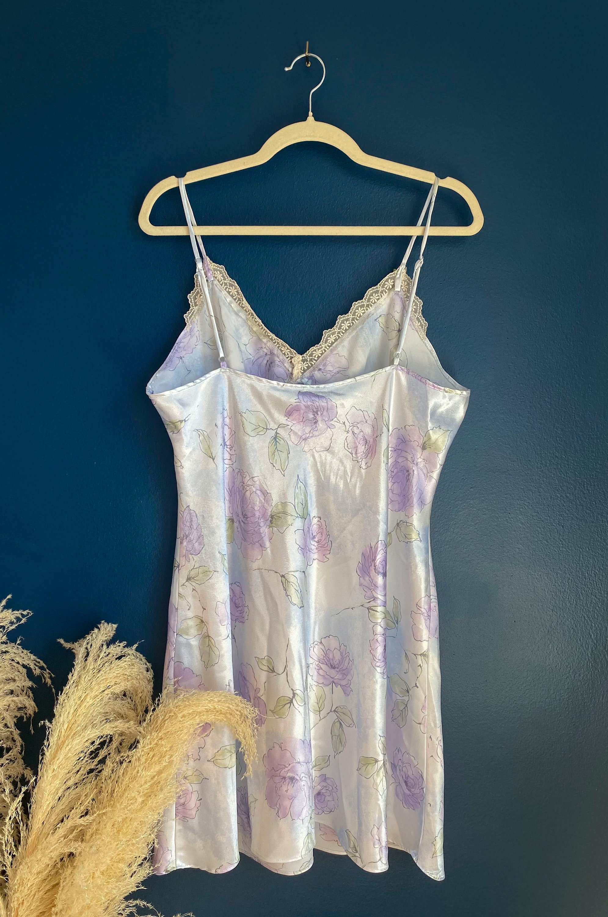 Vintage Floral Blue and Purple Pastel Slip Dress - Etsy