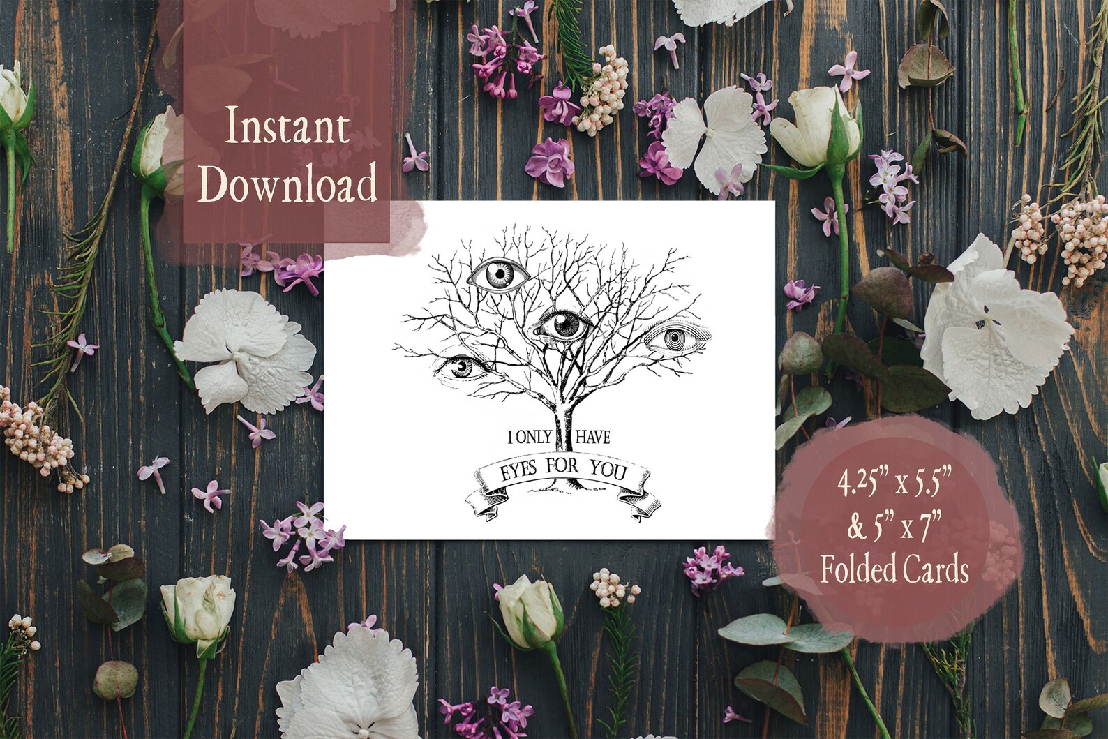 Printable Vintage Eyes for You Card Digital Eye Card - Etsy