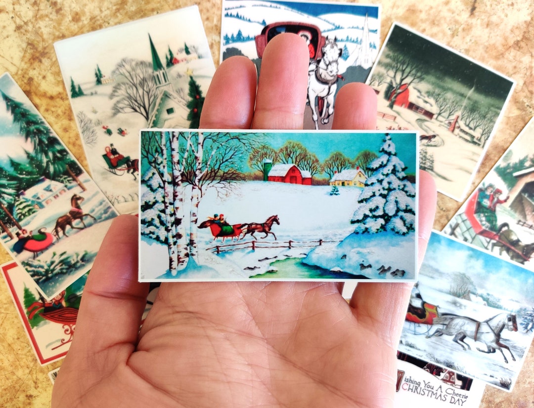 11 Piece Vintage Sleigh Stickers, Victorian Sleigh Stickers, Vintage ...