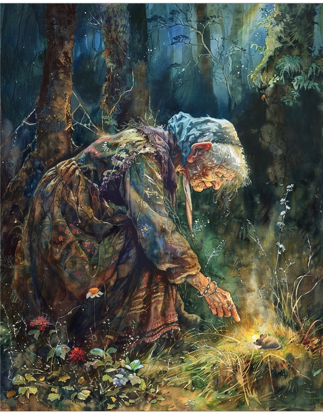 Warm Yourself, Signed Print, Fantasy Art, Forest Elf Gnome Print ...