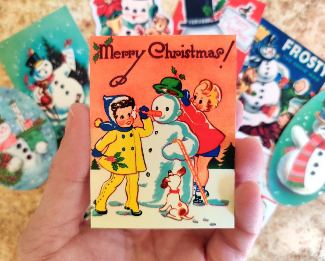 10 Piece 1950s Snowman Stickers Snowman 2 Snowmen Vintage - Etsy
