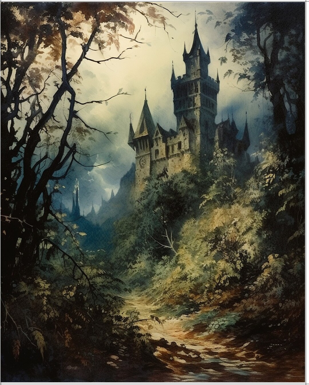 A Tower Appeared, Signed Print, Castle Watercolor Print, Magical ...