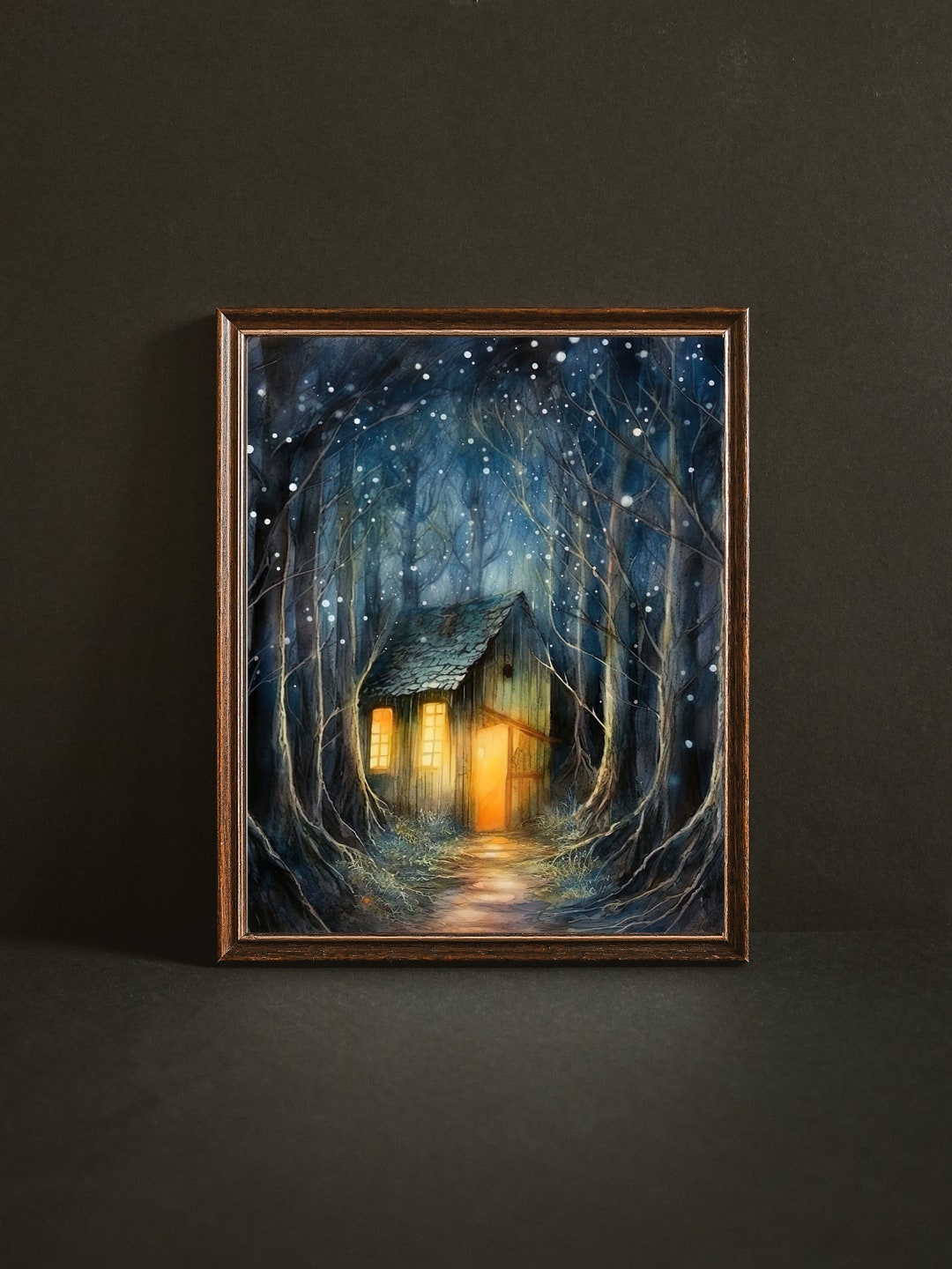 Watercolor Art Print Fantasy Art Cabin in the Woods - Etsy