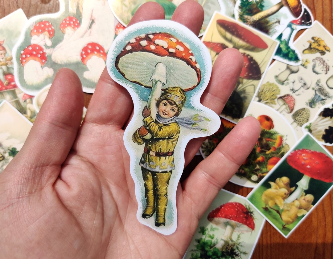 16 Piece Vintage Mushroom Stickers, Victorian Stickers Ephemera ...