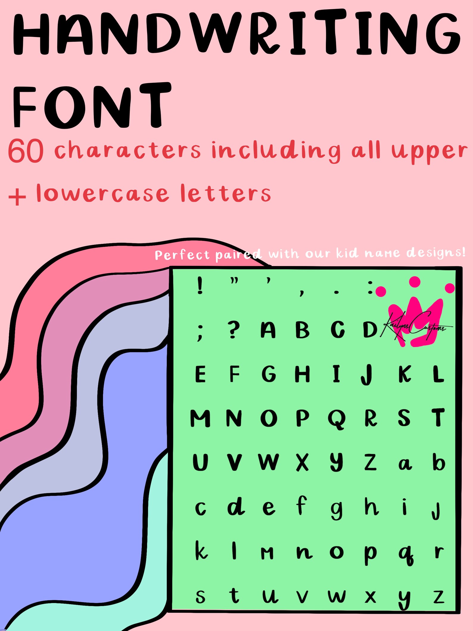 Handwriting Font Font for Kid Tshirt Chunky Font Custom Text Font Bold ...