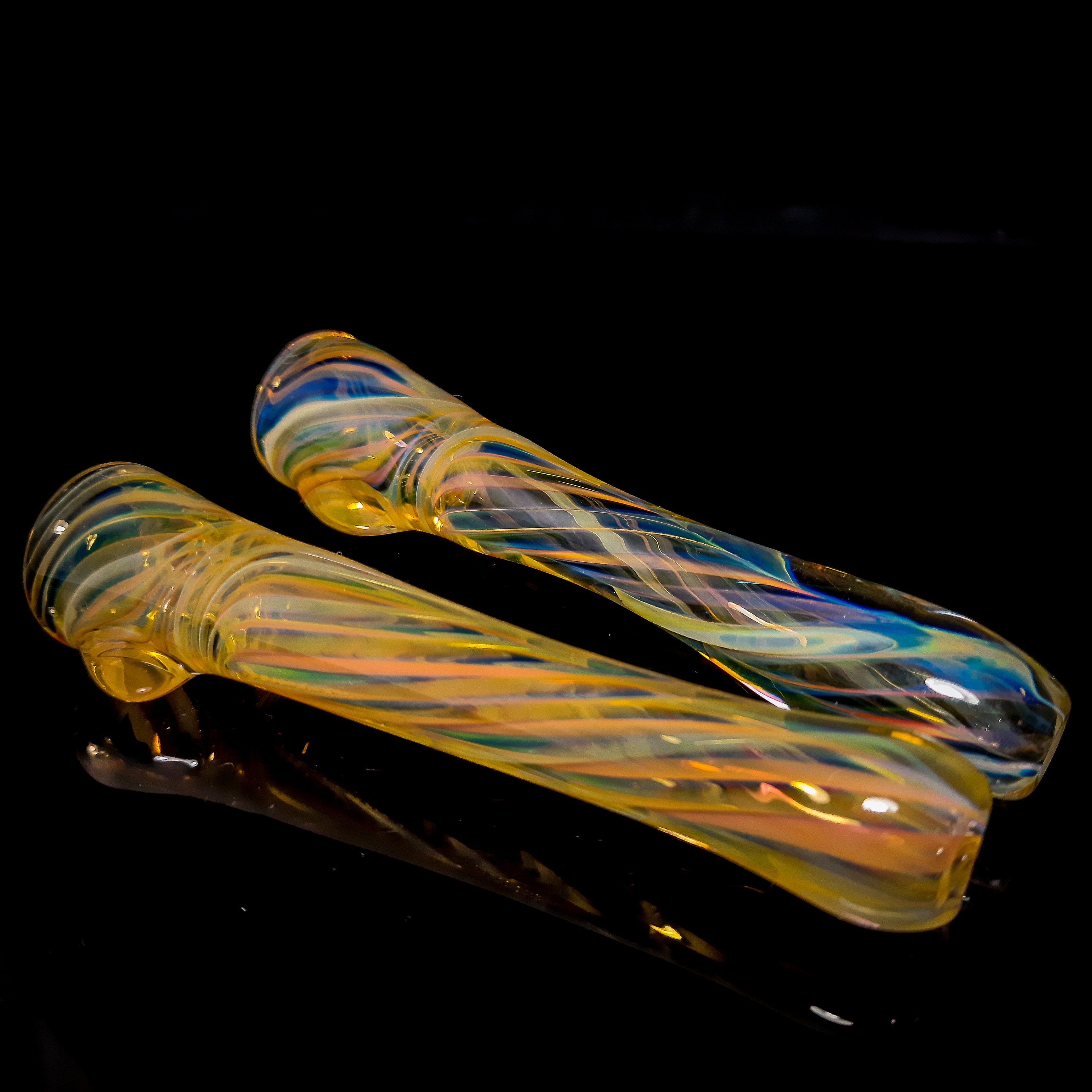 Thick Color-changing Inside-out Gold and Silver Fumed Glass Chillum ...