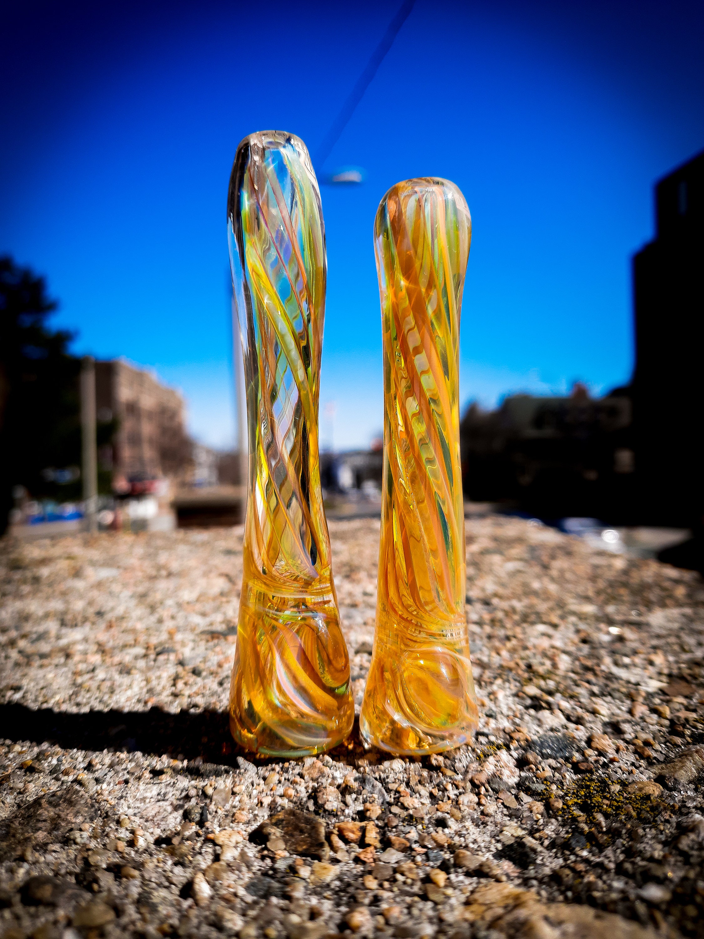 Thick Color-changing Inside-out Gold and Silver Fumed Glass Chillum ...