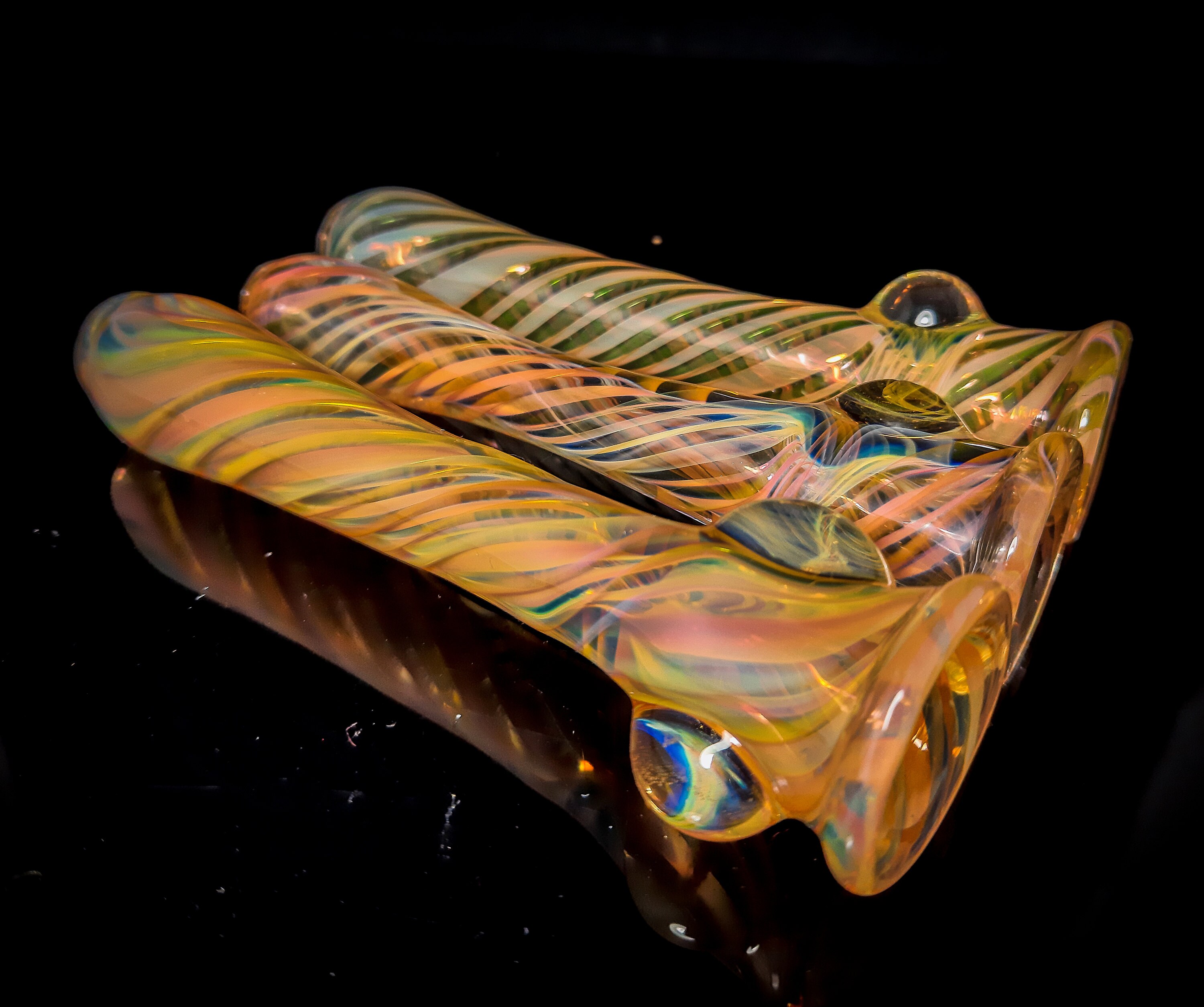 Thick Color-changing Inside-out Gold and Silver Fumed Glass Chillum ...
