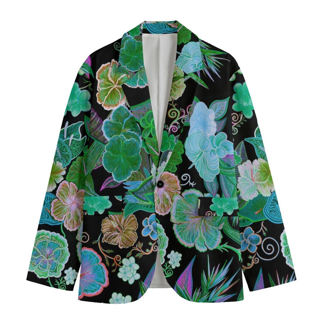 Men's Casual Blazer, Hawaiian Flowers by Maru, Hawaiian Flowers Blazer ...