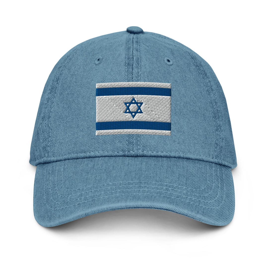 Custom Denim Hat I Love Israel Denim Embroidered Hat Israel Flag Denim ...