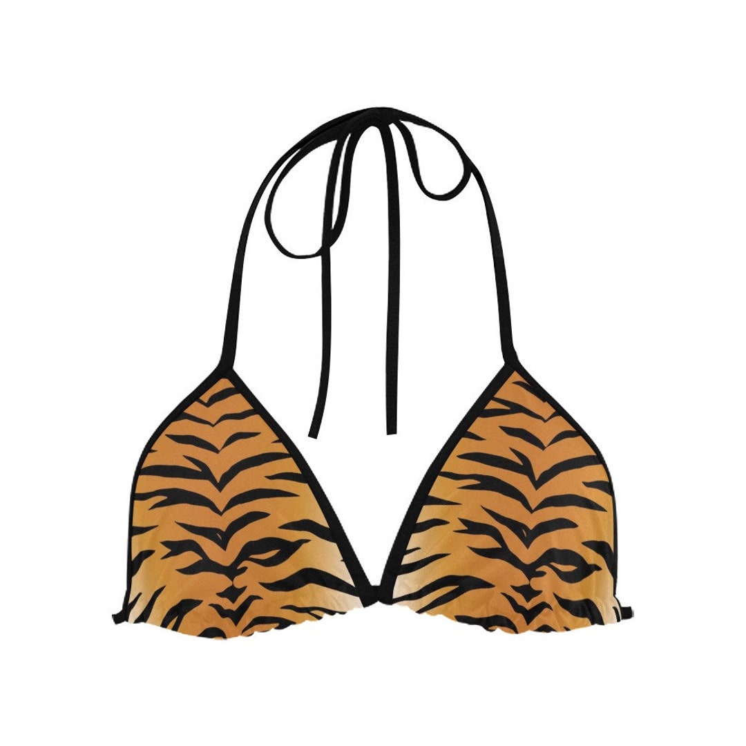 Triangle Bikini Top Tiger Print, Animal Print, Swimwear, Beachwear, Two ...