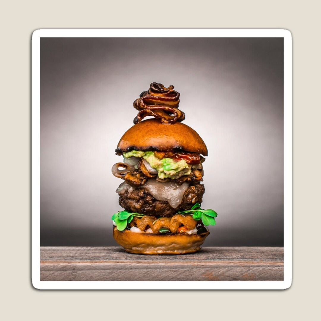 Square Magnets Aci's Mega Beef Burger 3 Sizes Gift Home Decor Fridge ...