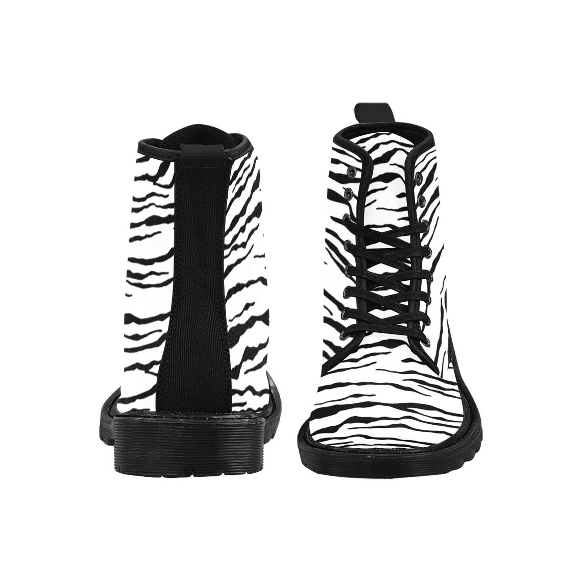 Women's Lace up Canvas Boots Zebra Print Feline Animal | Etsy