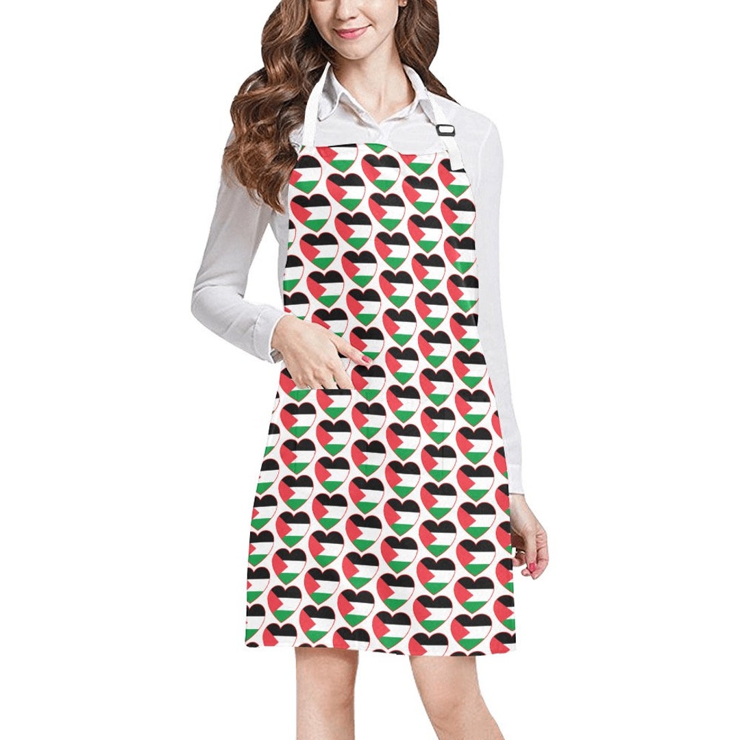 I Love Palestine Apron With Pockets, Palestine Flag Apron, Palestinian ...