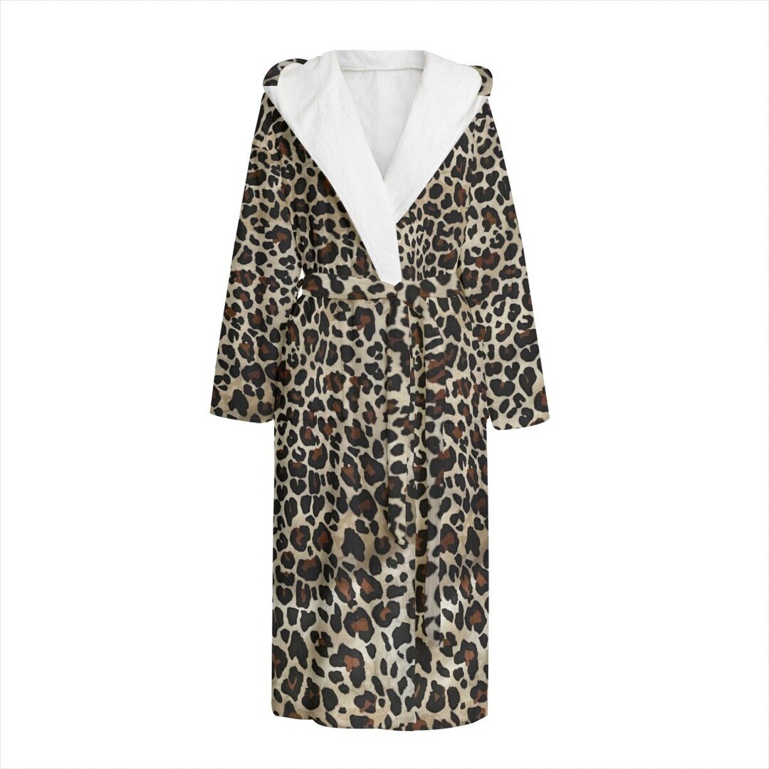 Soft Fleece Hooded Robe Leopard Print, Leopard Robe, Feline Print ...