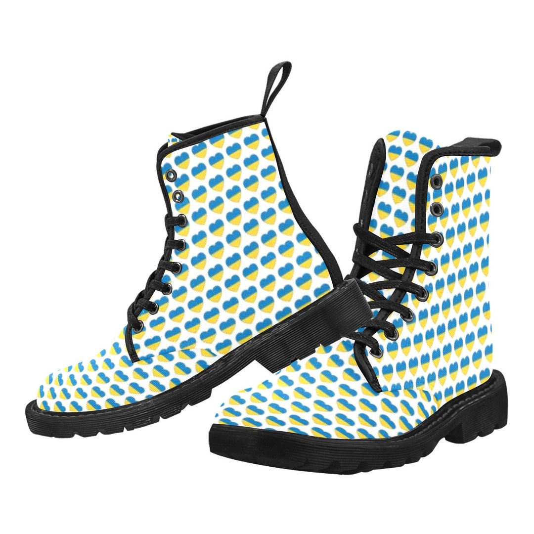 Women's Lace up Canvas Boots I Love Ukraine, Ukrainian Flag Heart, I ...