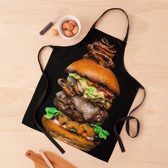 Apron Aci's Mega Beef Burger Foodie Chef Yummy Food | Etsy