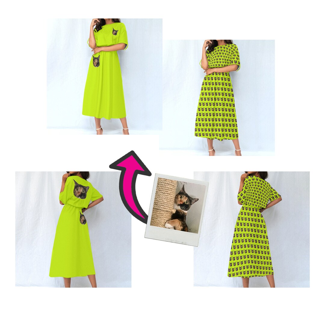 Custom Photo Elastic Waist Dress Personalized Dress Custom Summer Dress ...