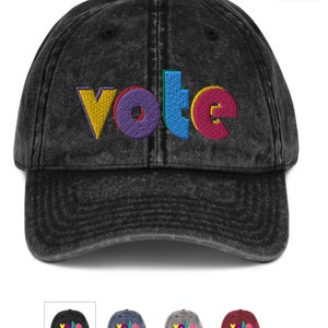 VOTE Vintage Twill Hat Baseball Cap 3D Puff Embroidery Your Voice ...
