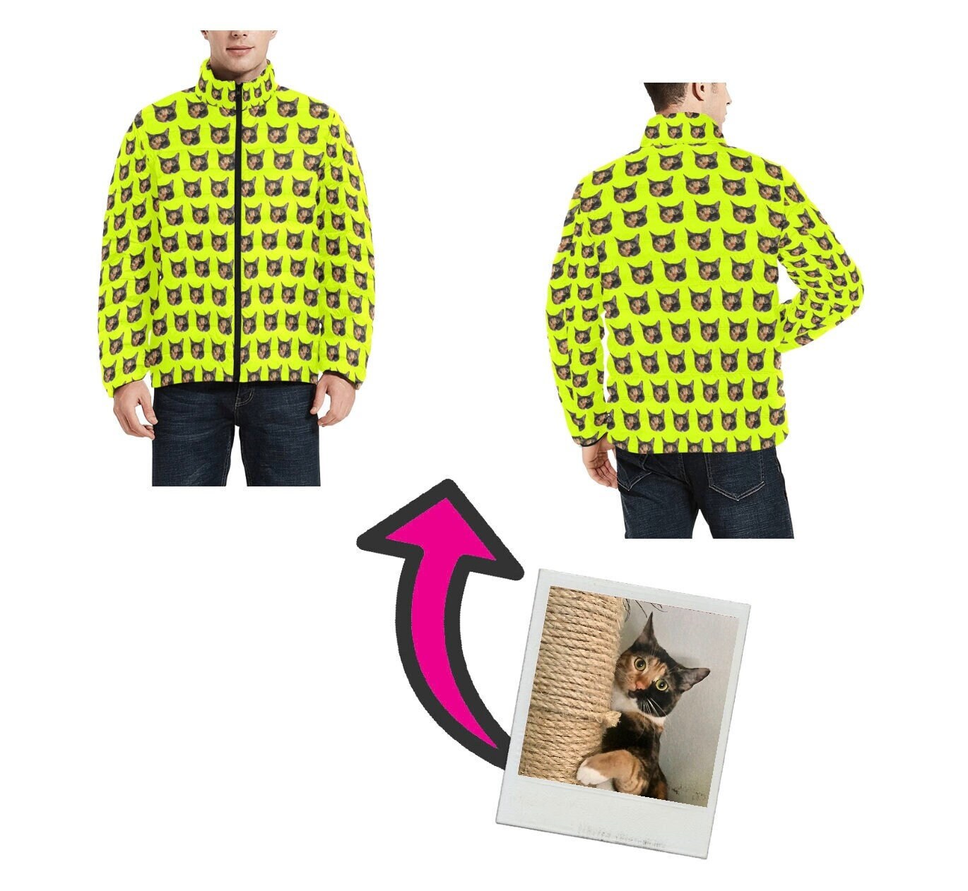 Custom Photo Padded Jacket for Men Personalized Puffer - Etsy