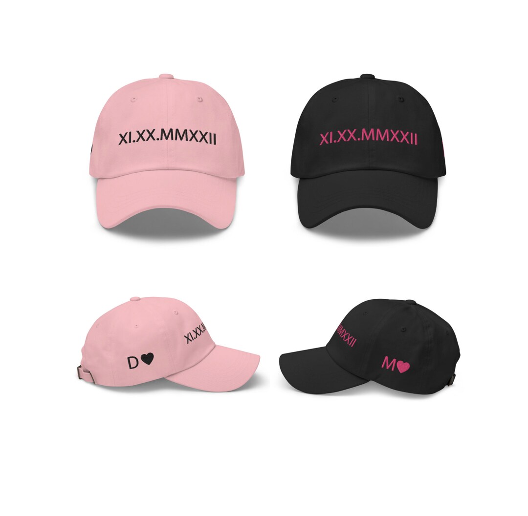 Custom Embroidered Roman Numeral Hat, Couples Gift, Personalized Date ...