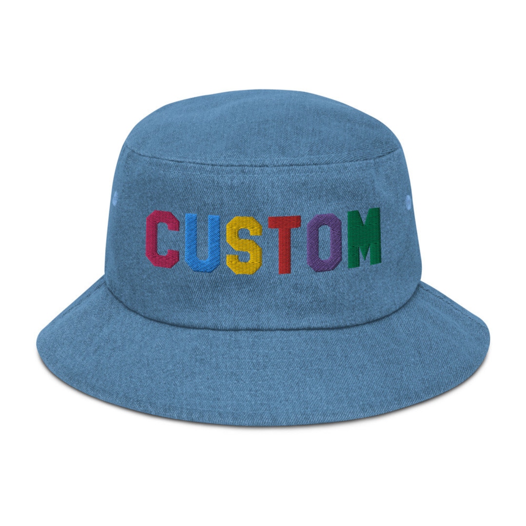 Custom Embroidered Denim Bucket Hat, Personalized Bucket Hat, Design ...