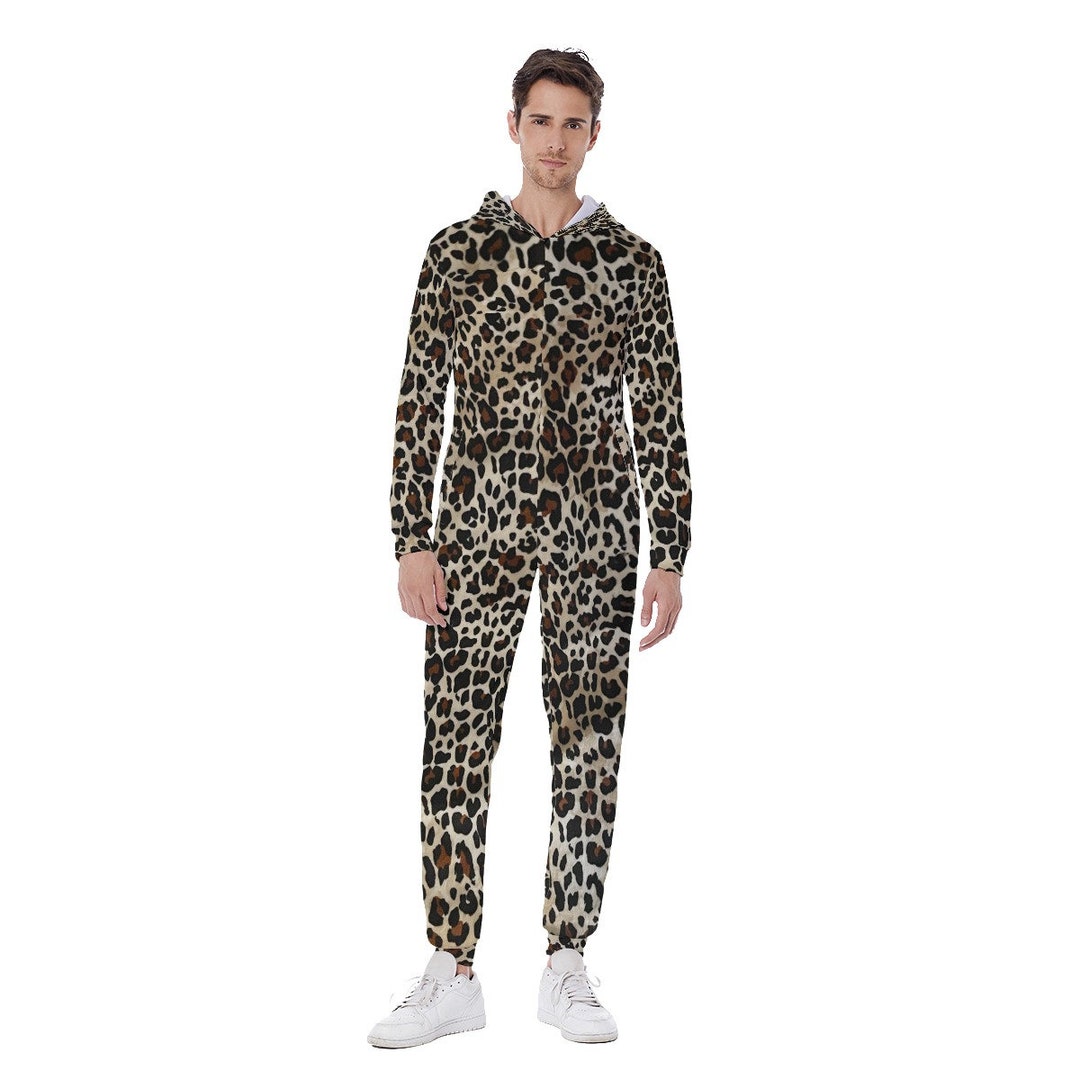 Hooded Onesie Leopard Print, Leopard Onesie, Leopard Print Jumpsuit ...