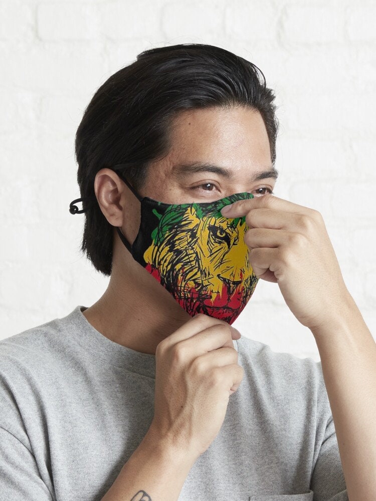 Three-layer Fitted Face Mask Lion of Judah Rasta Rastafari | Etsy