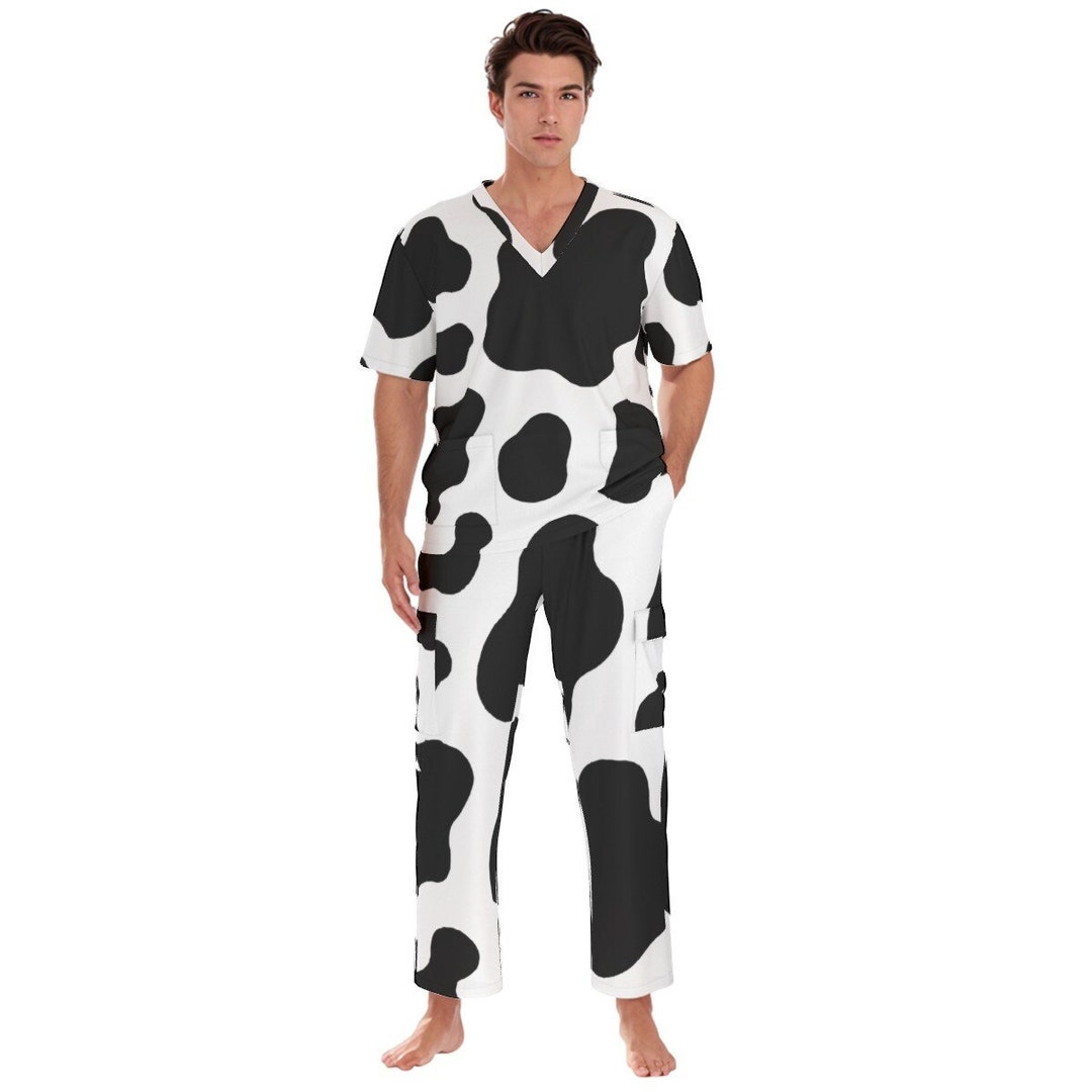 Cow Print Scrub Set With Pockets, Cow Scrub Set, Animal Print Scrub Set ...