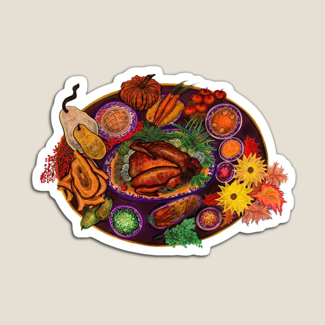 Rectangular Magnets Thanksgiving Dinner Feast 3 Sizes Gift Home Decor ...