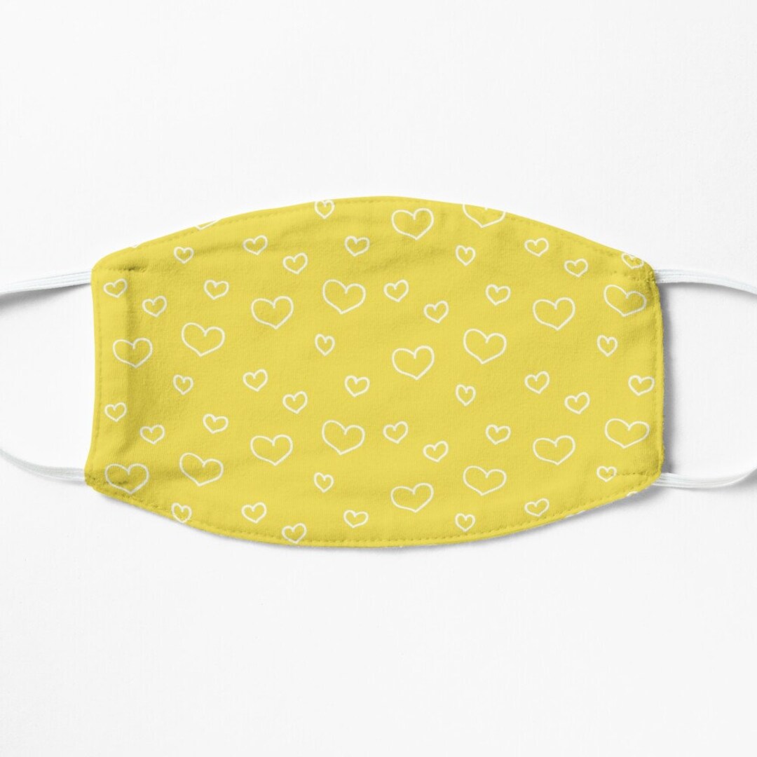 Two Layer Face Mask Valentine White Outline Hearts on - Etsy