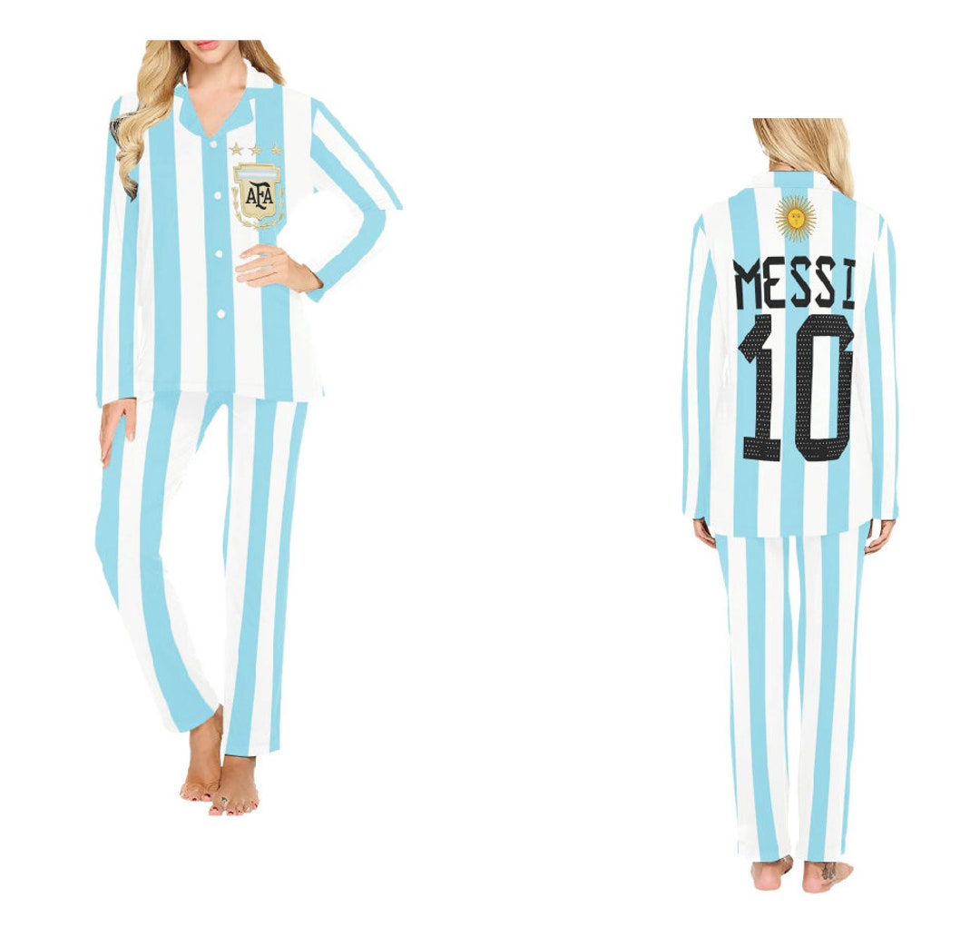 Pajama Set for the Family Argentina Soccer Team, Messi 10, Long Sleeve ...