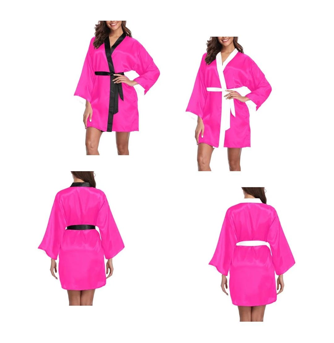 Custom Hot Pink Kimono Robe Hot Pink Short Robe Pink Robe Choose Your ...