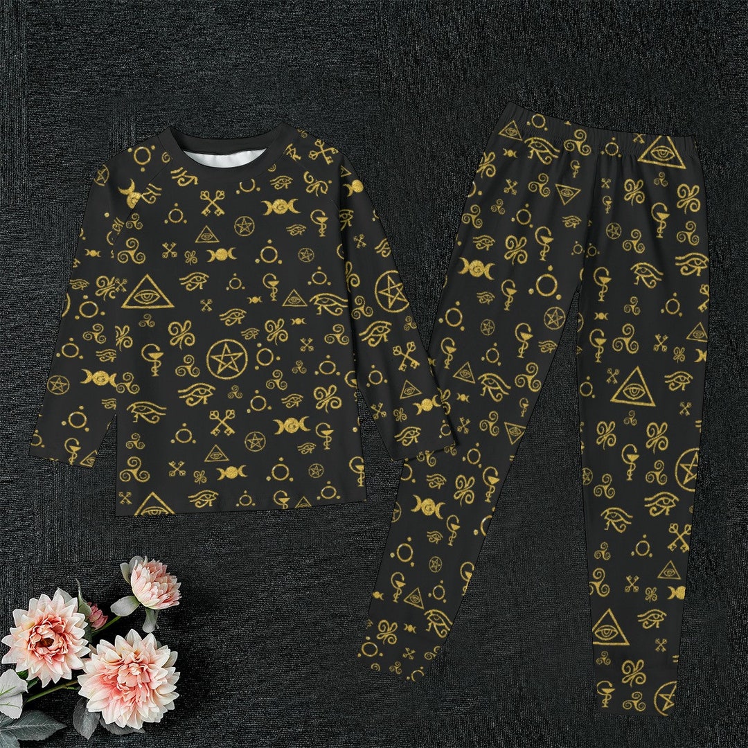 Pajama Set for Kids Halloween Magic Symbols, Magical, Long Sleeve ...