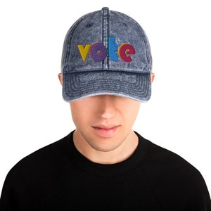 VOTE Vintage Twill Hat Baseball Cap 3D Puff Embroidery Your Voice ...