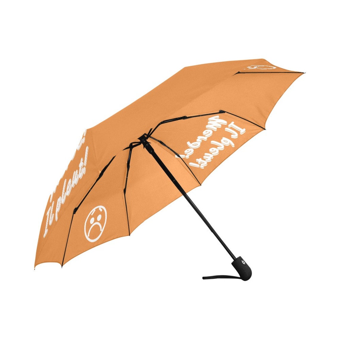 Automatic Foldable Umbrella Merde Il pleut Emoji orange & | Etsy