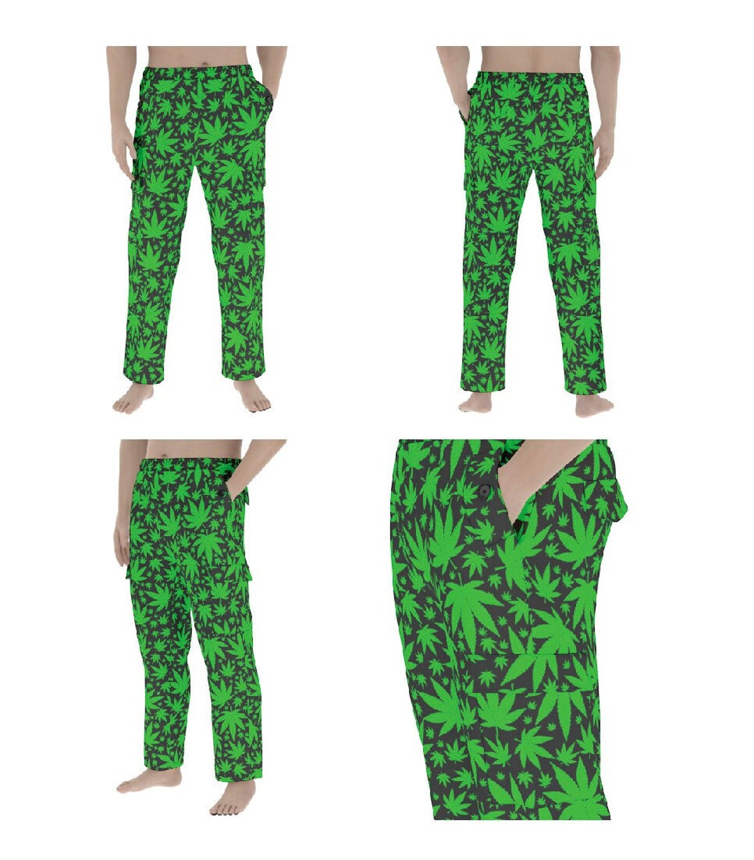 Men's Cargo Pants, Marijuana Pants, Cannabis Pants, Weed Pants, Leaves ...