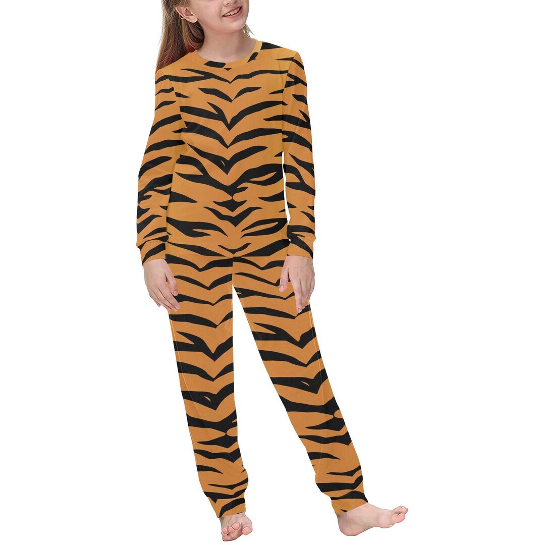 Pajama Set for Kids Tiger Print Long Sleeve Pajamas Pjs - Etsy